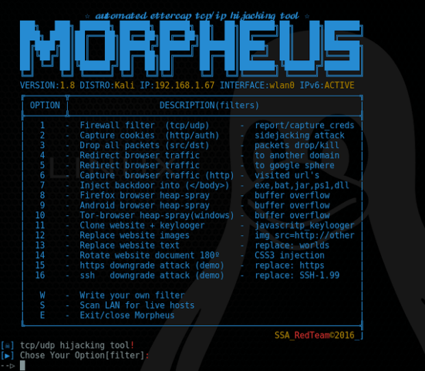 Automated Ettercap TCP/IP Hijacking Tool – Morpheus