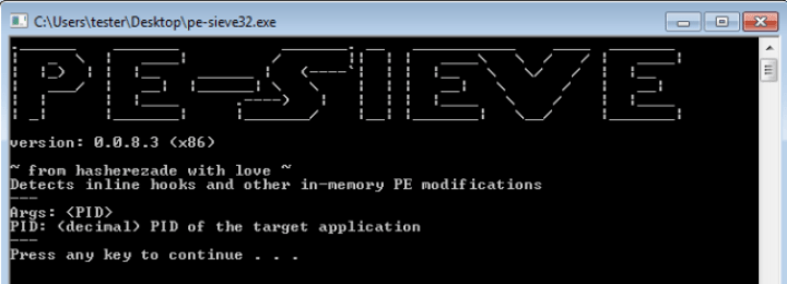 pe-sieve : a small tool for investigating inline hooks