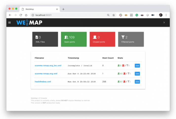 Webmap A Web Dashboard For Nmap Xml Report