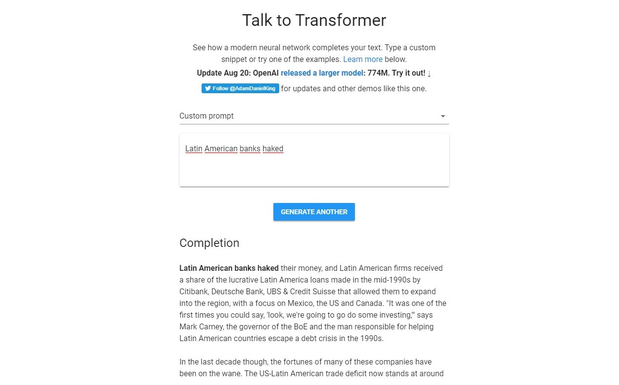 Try the text generator by OpenAI to write fake news or abusive spam on ...