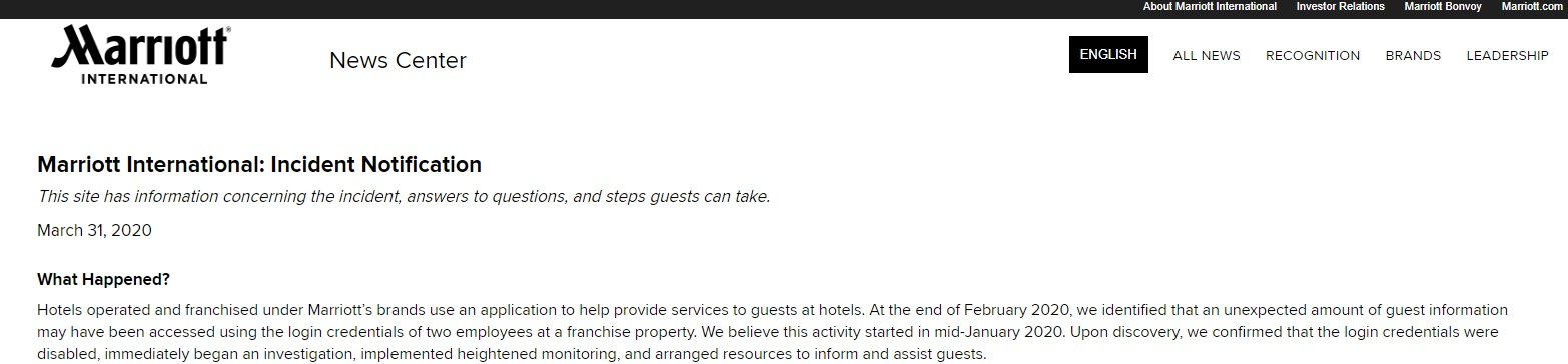 Once again, private data of millions of Marriott customers is leaked