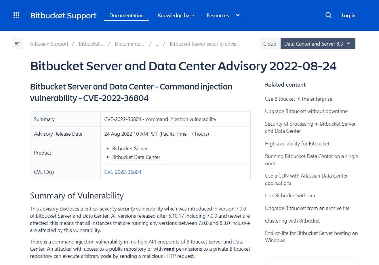 Critical vulnerability in Bitbucket servers and data centers