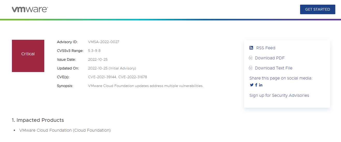 2 important vulnerabilities (XXE & RCE) in VMware Cloud Foundation. Patch immediately