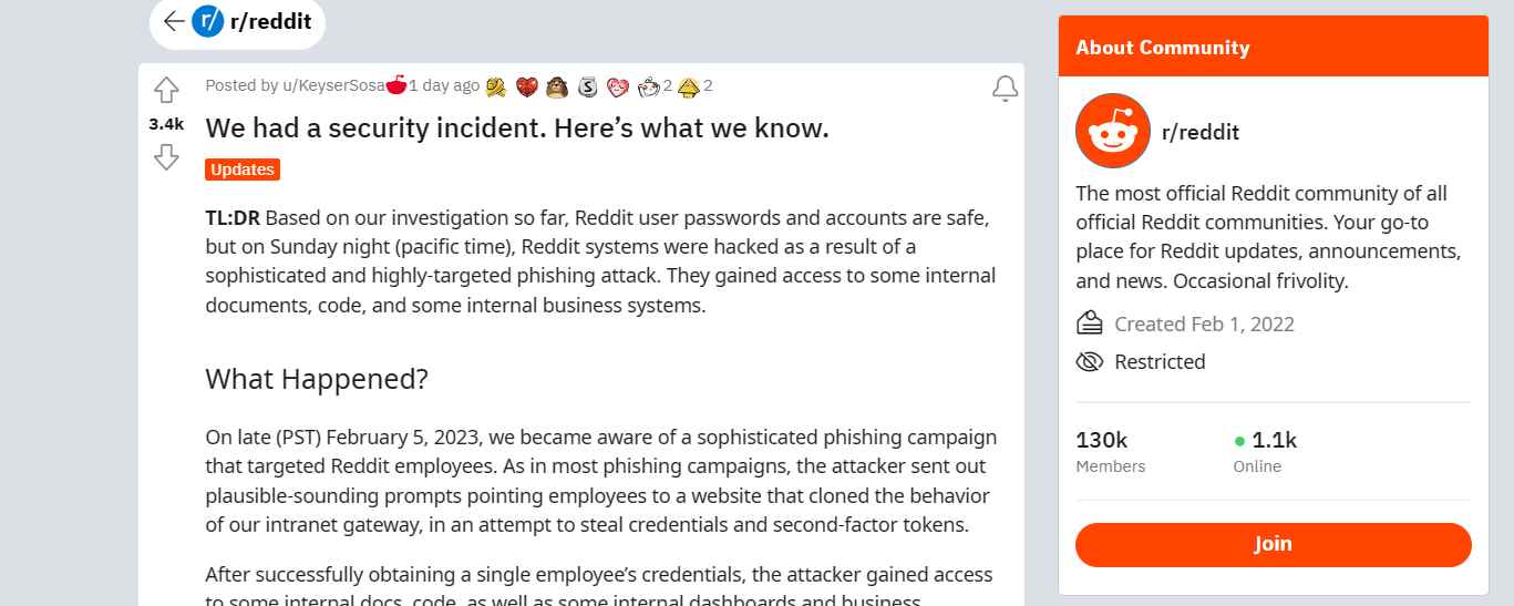Reddit hacked again, confidential data leaked