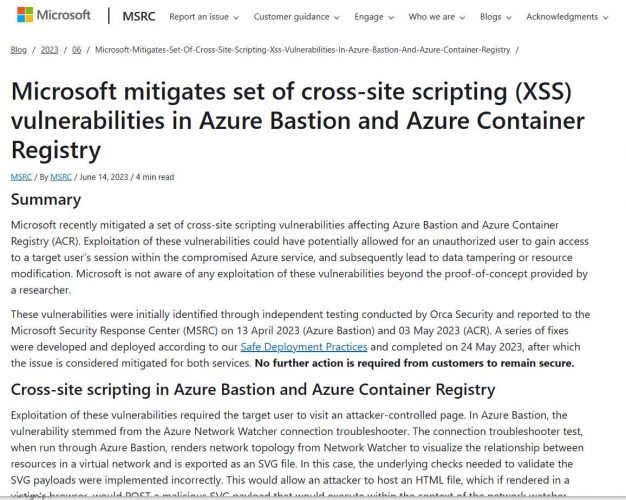 Easily Hack Into Azure Bastion And Azure Container Registry Via Xss Vulnerabilities